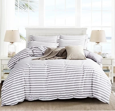 DelbouTree 3 Piece Grey Stripe Reversible Bedding Set only $38.99
